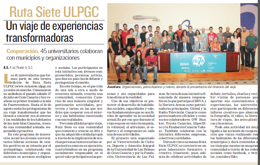RU7A Un viaje de experiencias transformadoras - RUTA SIETE ULPGC